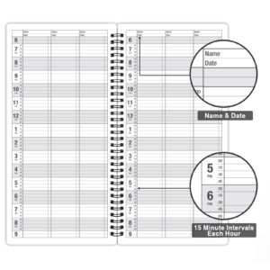 Appointment Book – Undated Salon Appointment Book, Daily＆Hourly Schedule Book with 200 Pages, 6 AM - 9 PM, 15 Minute Intervals Day Planner, 6’’ x 11.5’’, 3 Column, Twin-Wire Binding, Hardcover