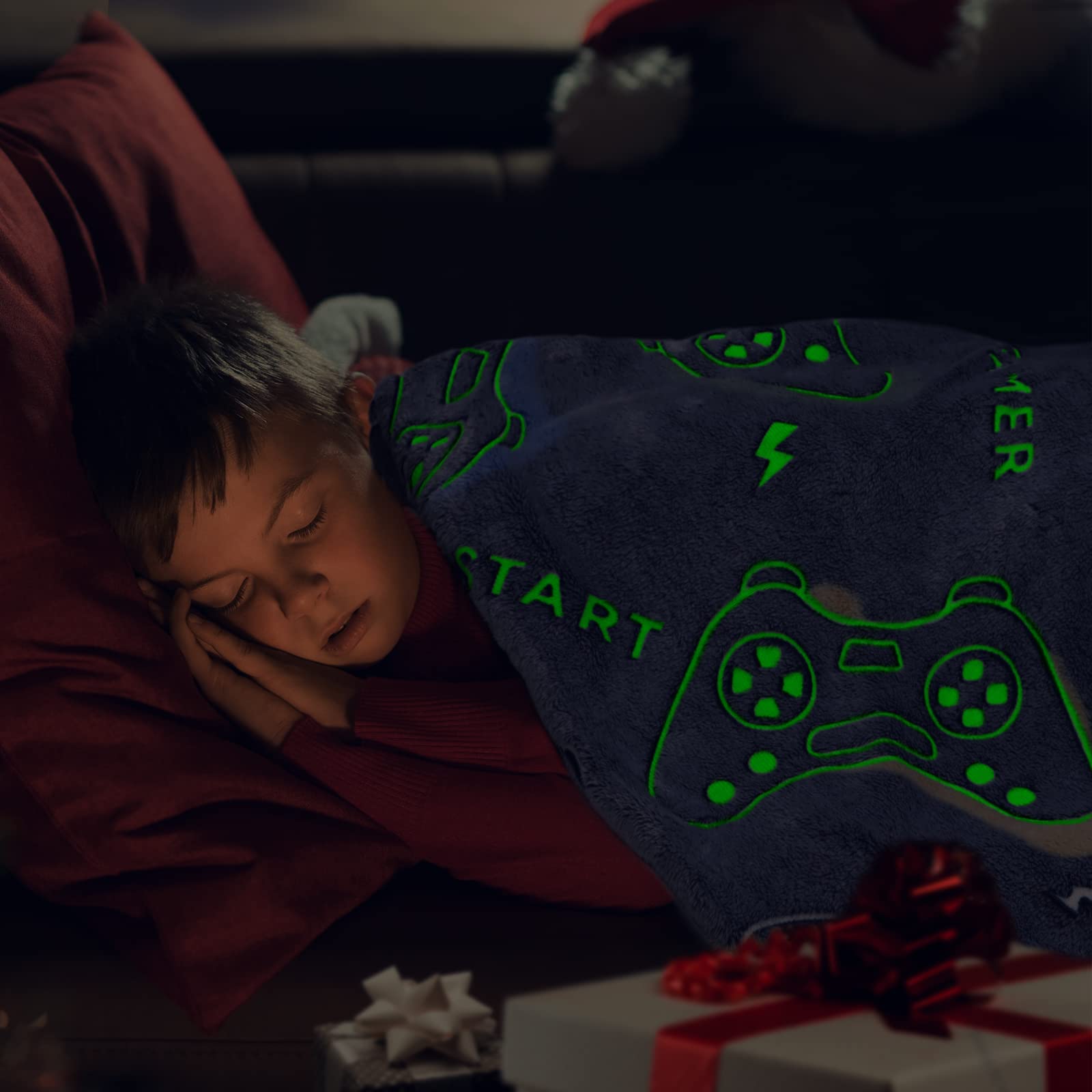 Glow in The Dark Blanket Game Controller Throw Blanket, Toys for Kids Boyfriend, Boys Teen Soft Cozy Gaming Blanket Gamer Gifts Game Decor Blankets for Home Bedroom 50"x60"