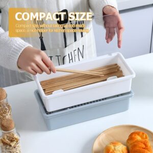 Cabilock Box Chopsticks Box Drain Box Flatware Tray Chopsticks Metal Cutlery Case Containers with Lids Kitchen Drawer Organizer Spoon Tray Straw White Kitchenware Pp Household