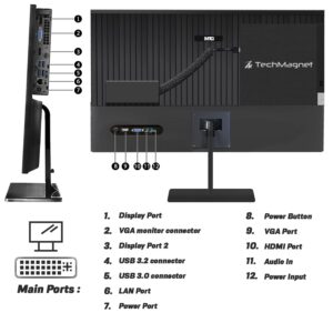 All in one Desktop Computer, TechMagnet Cheetah 6, Intel Core i5 6th Gen 2.5 GHz, 8GB DDR3, 120GB SSD, New 22 inch LED, Wireless Keyboard Mouse, Speaker and Webcam, Windows 10 Pro (Renewed)