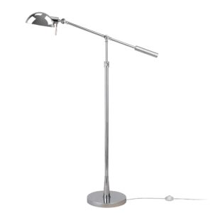 Henn&Hart Height Adjustable/Tilting Floor Lamp with Metal Shade in Polished Nickel, for Home, Living Room, Bedroom, Entertainment Room, Office, Kitchen, Dining