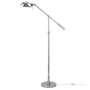 Henn&Hart Height Adjustable/Tilting Floor Lamp with Metal Shade in Polished Nickel, for Home, Living Room, Bedroom, Entertainment Room, Office, Kitchen, Dining