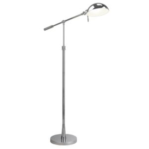 Henn&Hart Height Adjustable/Tilting Floor Lamp with Metal Shade in Polished Nickel, for Home, Living Room, Bedroom, Entertainment Room, Office, Kitchen, Dining