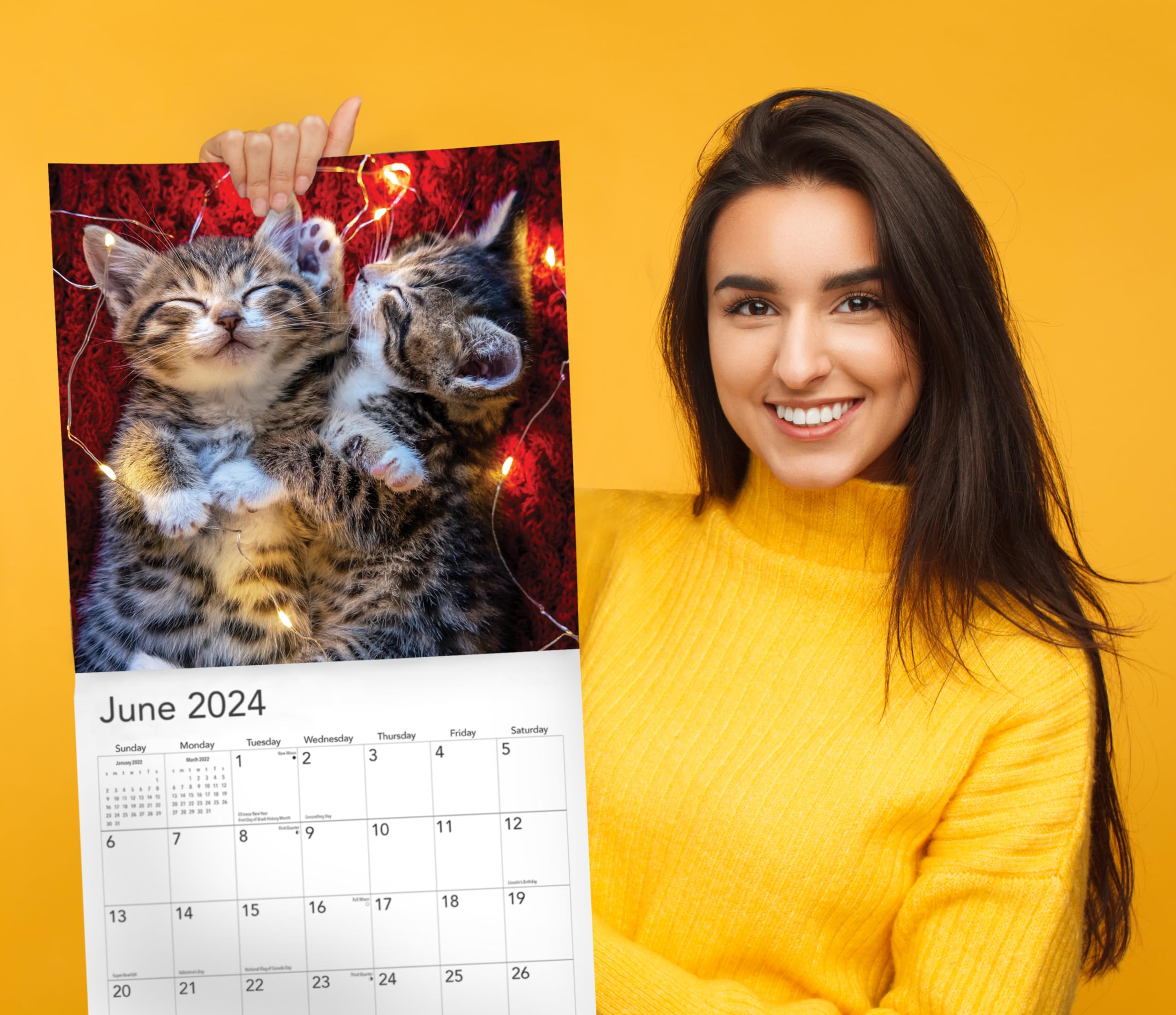 Kittens 2024 Hangable Wall Calendar - 12" x 24" Open - Cute Kitty Cat Photo Gift - Sturdy Thick Beautiful Kitten Photography - Large Full Page 16 Months for Organizing & Planning - Includes 2023