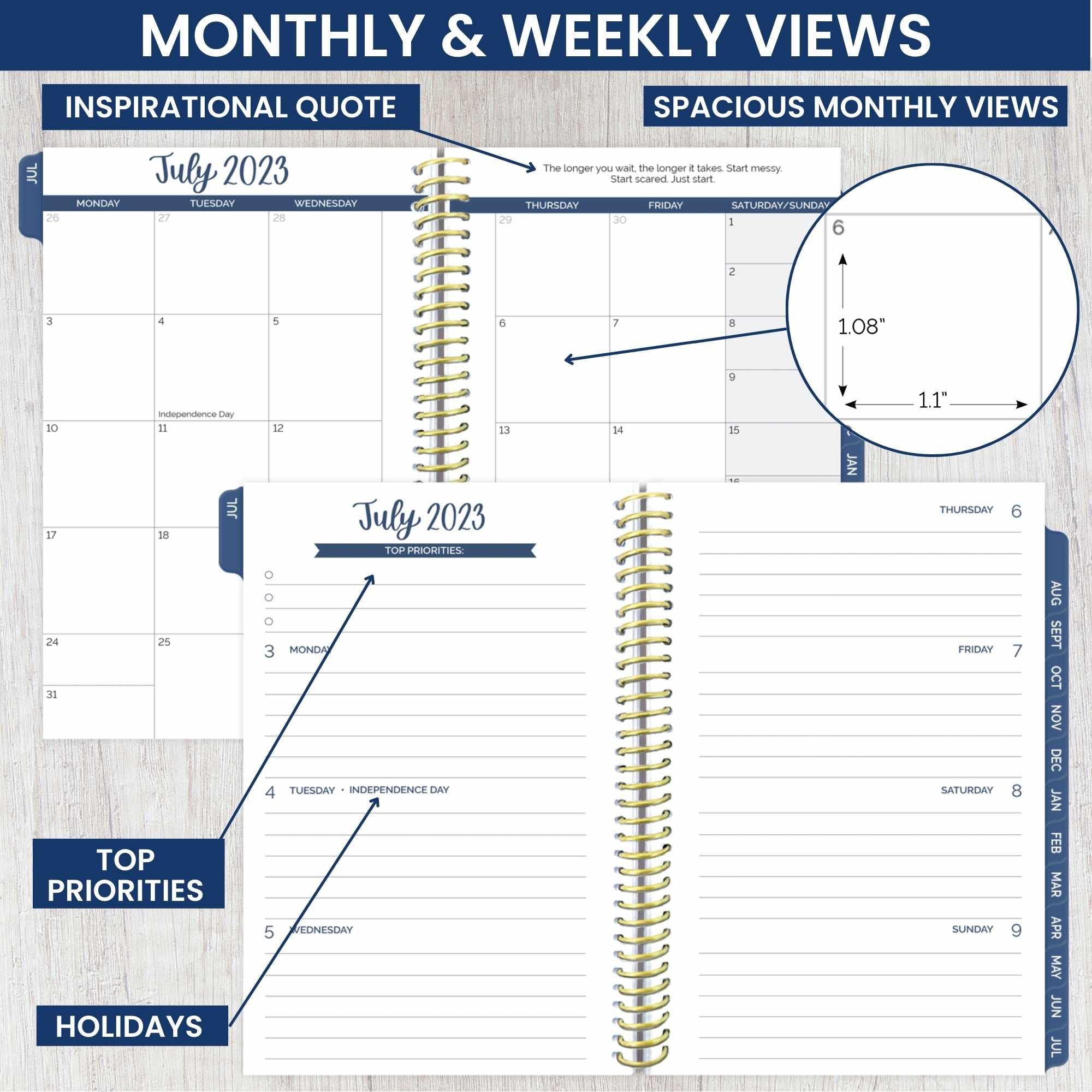 bloom daily planners 2023-2024 Academic Year Day Planner (July 2023 - July 2024) - 5.5” x 8.25” - Weekly/Monthly Agenda Organizer Book with Stickers & Bookmark - Be Kind