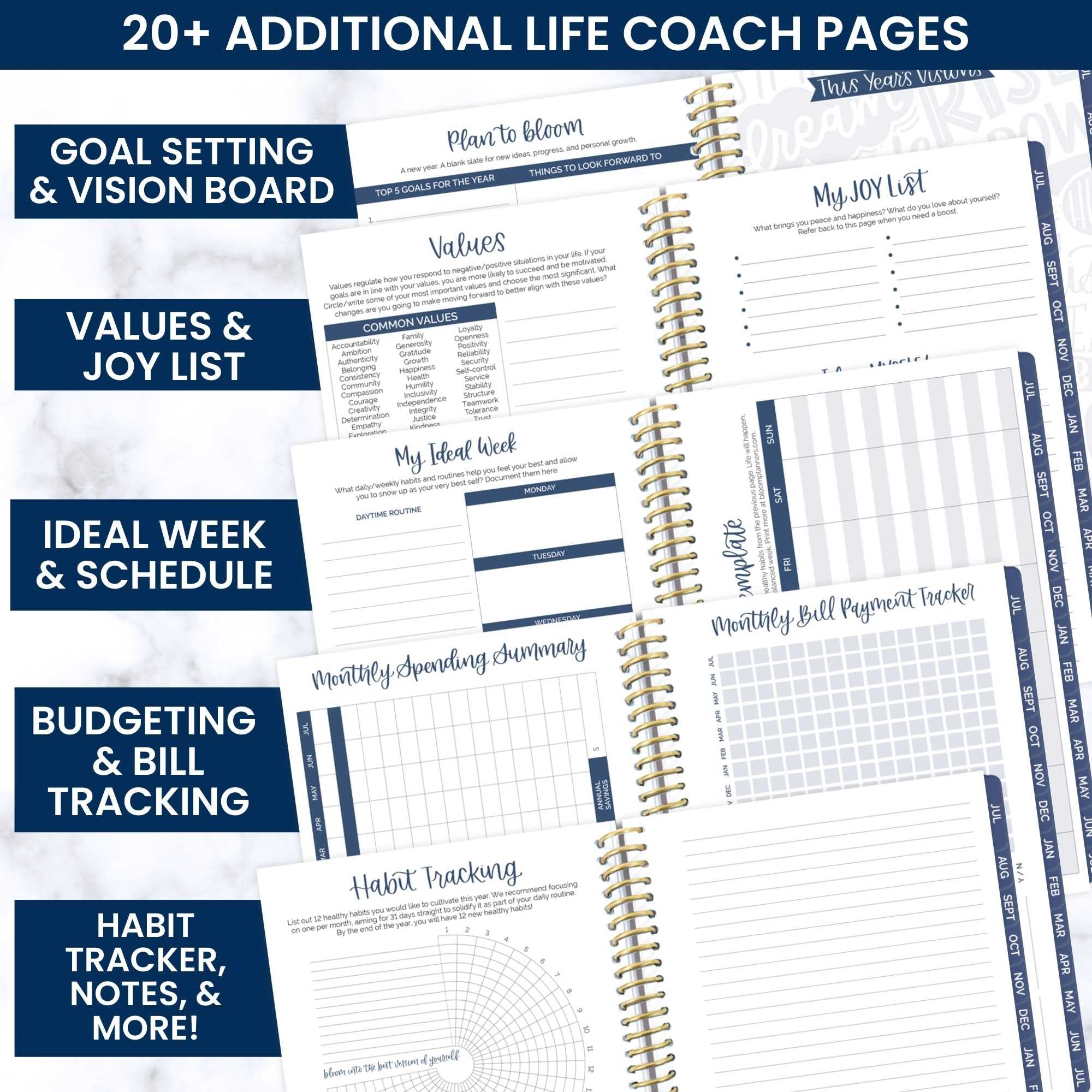 bloom daily planners 2023-2024 Academic Year Day Planner (July 2023 - July 2024) - 5.5” x 8.25” - Weekly/Monthly Agenda Organizer Book with Stickers & Bookmark - Poppy Meadow, Blue