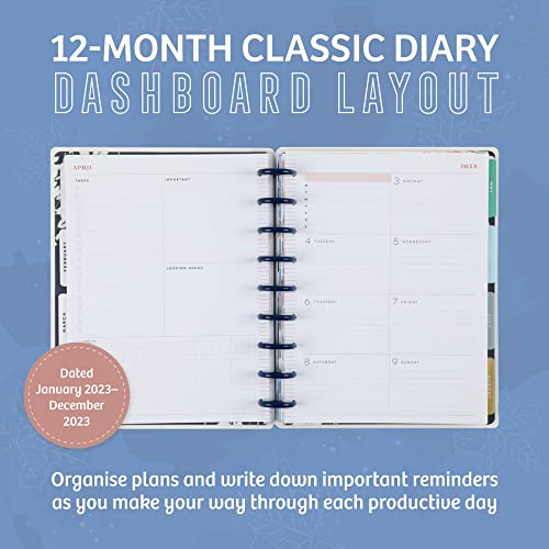 Happy Planner 2023 Daily Planner and Calendar, 12-Month Daily, Weekly, and Monthly Planner, Jan. 2023–Dec. 2023 Diary, Dashboard Layout, Ingrid Blooms Theme, Classic Size, 17.78 x 23.50 cm