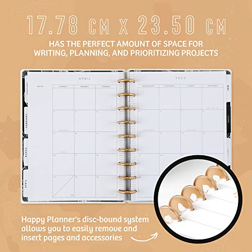 Happy Planner 2023 Daily Planner and Calendar, 12-Month Daily, Weekly, and Monthly Planner, Jan. 2023–Dec. 2023, Vertical Layout, Gold & Black Theme, Classic Size, 7 Inches by 9 1/4 Inches