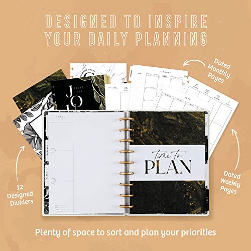 Happy Planner 2023 Daily Planner and Calendar, 12-Month Daily, Weekly, and Monthly Planner, Jan. 2023–Dec. 2023, Vertical Layout, Gold & Black Theme, Classic Size, 7 Inches by 9 1/4 Inches