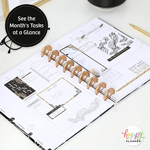 Happy Planner 2023 Daily Planner and Calendar, 12-Month Daily, Weekly, and Monthly Planner, Jan. 2023–Dec. 2023, Vertical Layout, Gold & Black Theme, Classic Size, 7 Inches by 9 1/4 Inches