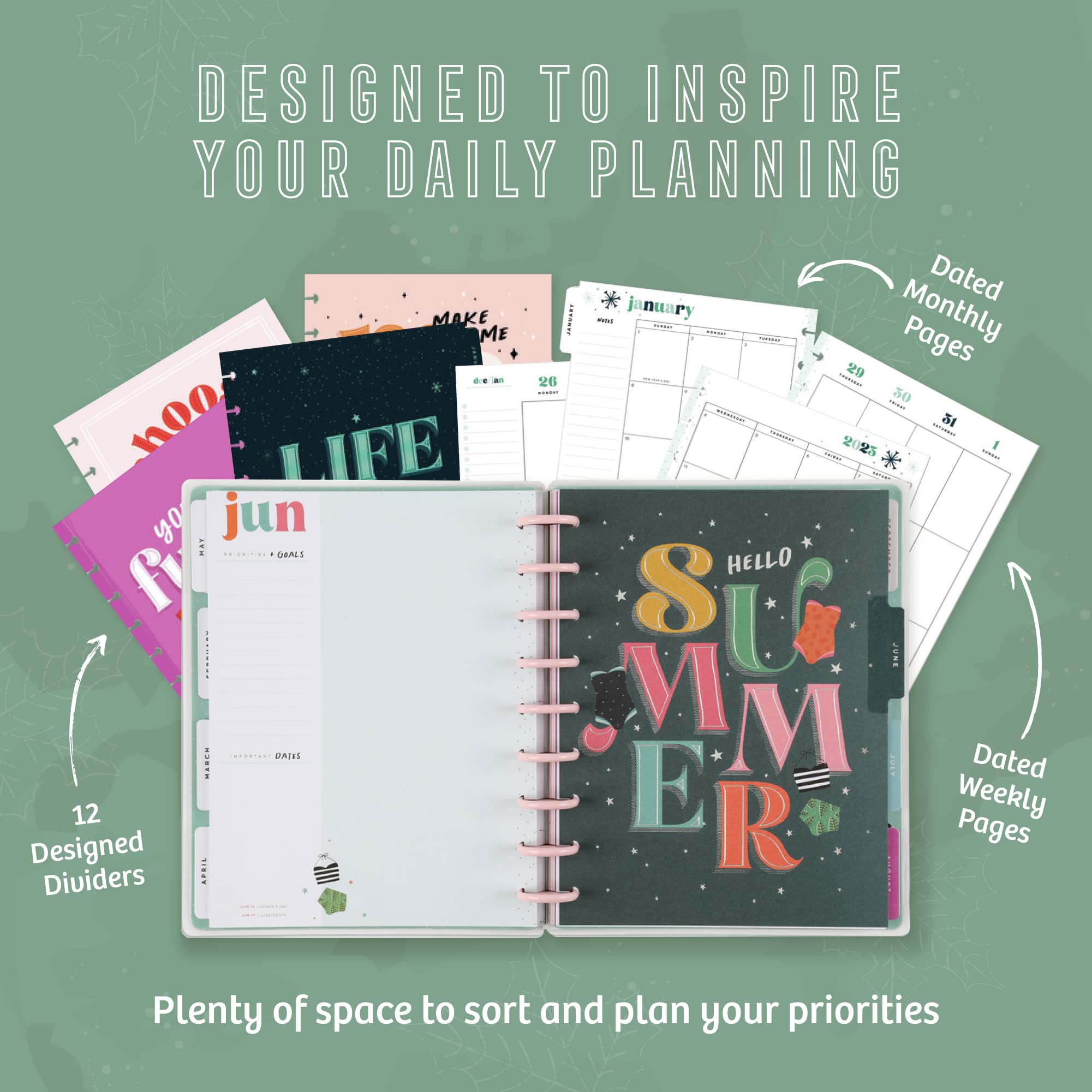 Happy Planner 2023 Daily Planner and Calendar, 12-Month Daily, Weekly, and Monthly Planner, Jan. 2023–Dec. 2023 Diary, Vertical Layout, Life Is a Party Theme, Classic Size, 17.78 x 23.50 cm