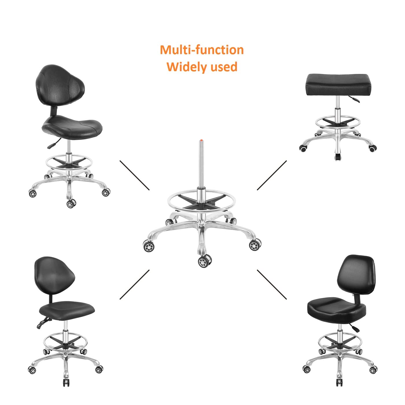 Nazalus Metal Chrome Foot Rest Foot Ring 16 inches Diameter for Drafting Chair Office Stool