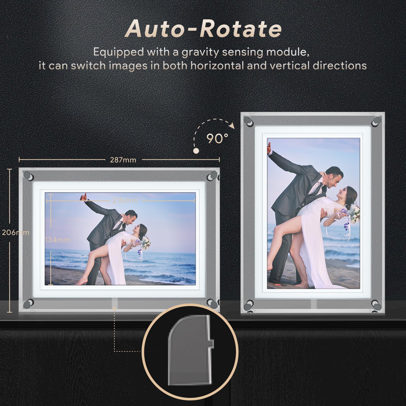 Digital Picture Frame, 10.1 Inch WiFi Acrylic Digital Photo Frame, 1280x800 HD Touch Screen Display, Auto Rotation Photo/Video/Music, Easy to Share Photos Video via Frameo APP