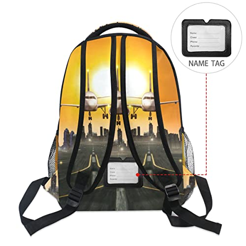 Glaphy Airplane at The Runway Backpack School Book Bag Lightweight Laptop Backpack for Boys Girls Kids