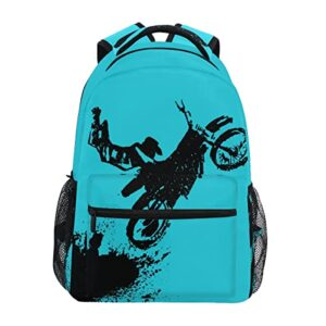 Glaphy Motorcycle Blue Backpack School Book Bag Lightweight Laptop Backpack for Boys Girls Kids