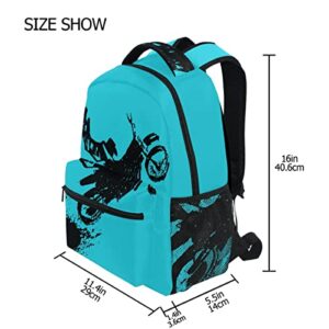 Glaphy Motorcycle Blue Backpack School Book Bag Lightweight Laptop Backpack for Boys Girls Kids