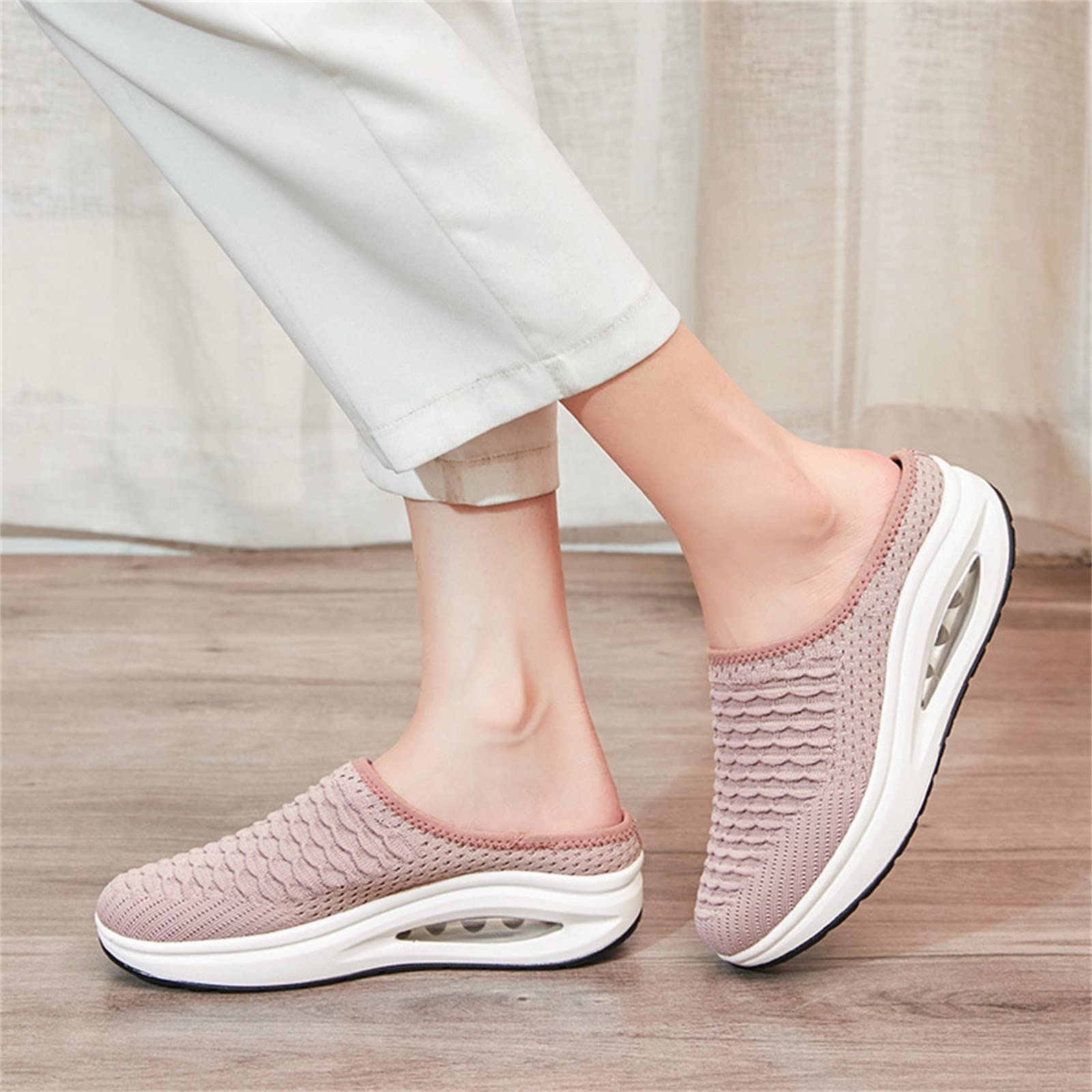 MLAGJSS Womens Sneakers Women’s Sneakers Fashion Lightweight Casual Walking Shoes Knit Mesh Slip On Sneakers