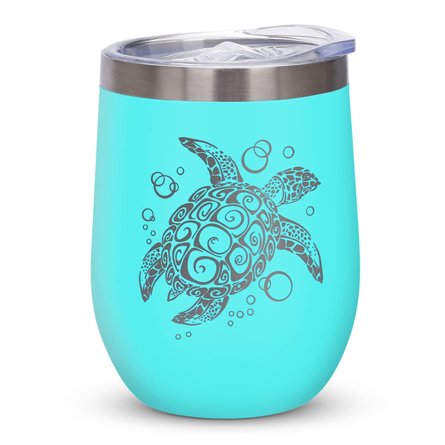 Shinlar Sea Turtle Gifts for Women - Sea Turtle Insulated Tumbler with Lid,Beach Gifts for Women Friends, Ocean Coastal Turtle Gifts Ideas for Turtle Lovers,Mom - 12oz Wine Tumbler Coffee Mug Teal