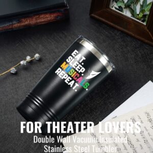 Onebttl Theater Gifts, Broadway Gifts for Musicians, Actors and Music Teacher on World Theatre Day, Birthday and Chistmas, 20 oz Insulated Stainless Steel Tumbler - EAT SLEEP MUSICALS REPEAT