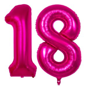 giant 40 inch hot pink 18 balloon numbers happy 18th birthday decorations for girls huge 18 or 81 foil mylar helium number balloons dark pink 81 number balloons wedding anniversary party supplies