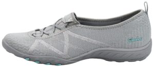 skechers women's breathe easy-a look sneaker, grey/aqua 8 w