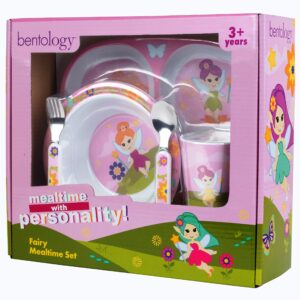 Bentology 5-Piece Construction Theme Mealtime Set - Includes Plate, Bowl, Utensils, and Glass - Dishwasher Safe, BPA Free, Cute Compartment Dish for Easy Self-Feeding