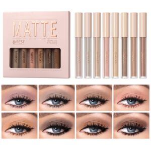 bestland 8 colors liquid matte eyeshadow set nude black smokey eyeshadow cream eyeshadow primer waterproof quick drying eye brightener highlighter blusher eye shadow makeup