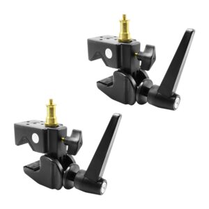 limostudio [2 pack] super clamp with standard metal stud 1/4" & 3/8" screw for photo video studio, multi purpose use, agg3261