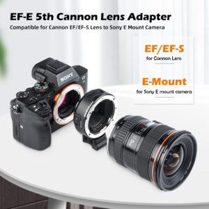 EF-E 5th Lens Adapter, VILTROX Auto-Focus EF to E5 Mount Lens Adapter Ring Lens Converter Control Ring Compatible with Canon EF/EF-S Lens to Sony E Mount Camera A7/A7R/A7S/A7M/A6500/A6400/A6000