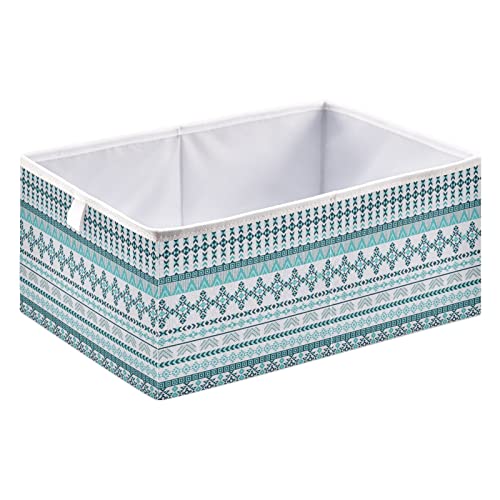 QUGRL Ethnic Triangle Geometric Storage Bins Organizer Mexican Indian Ornament Foldable Clothes Storage Basket Box for Shelves Closet Cabinet Office Dorm Bedroom 15.75 x 10.63 x 6.96 in