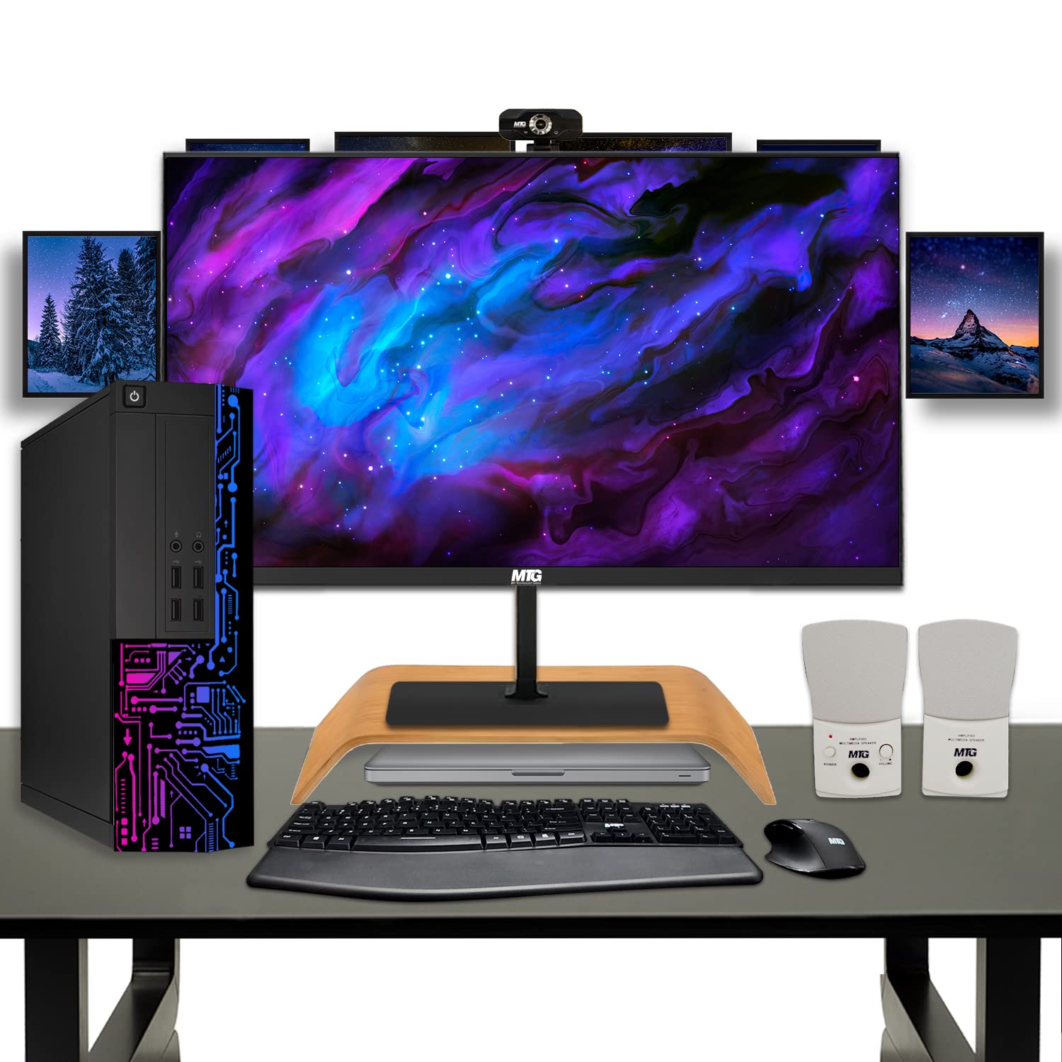 Computer Desktop PC, Intel Core i5, TechMagnet Siwa 8, 16GB RAM, 128 GB Boot + 2TB HDD, New MTG 24 Inch Monitor, MTG Wireless Keyboard Mouse, WiFi, Win 11 Home (Renewed)