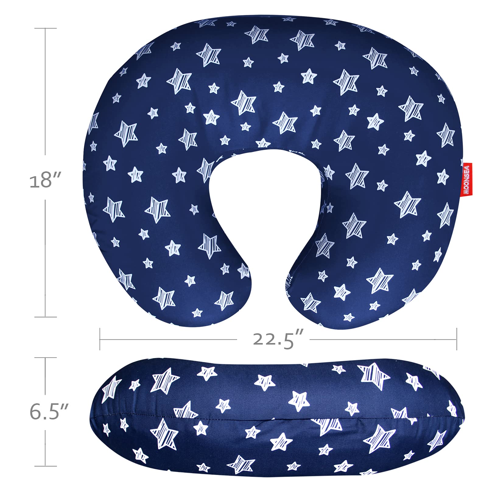 Nursing Pillow Cover Navy for Baby Boys, Breastfeeding Nursing Pillow Slipcovers Super Soft, Navy Star and Nursing Pillows for Breastfeeding and Positioner Breathable, 3D Air Mesh Breastfeeding Pillow