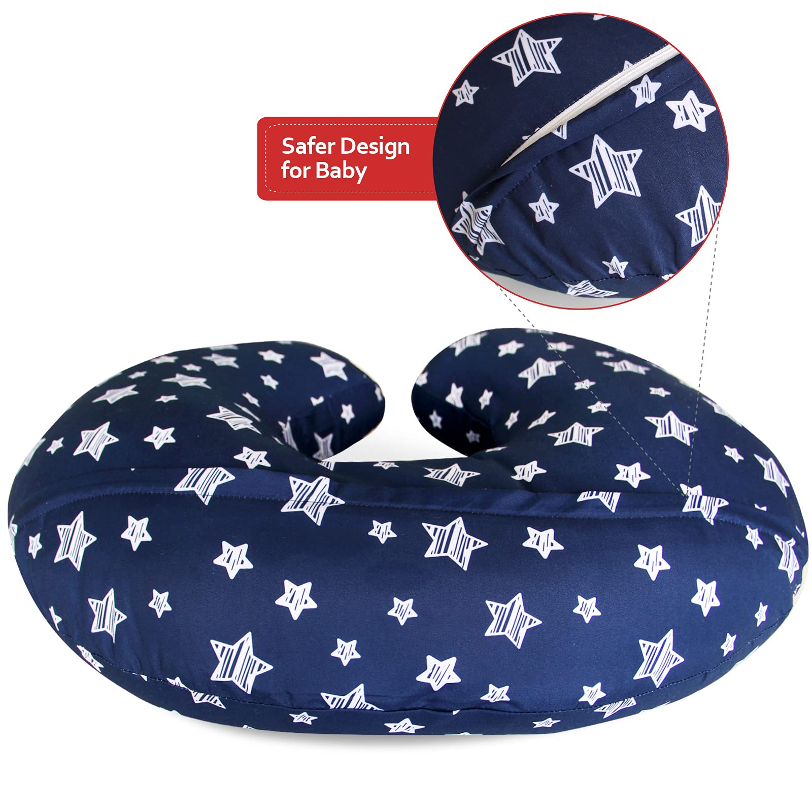 Nursing Pillow Cover Navy for Baby Boys, Breastfeeding Nursing Pillow Slipcovers Super Soft, Navy Star and Nursing Pillows for Breastfeeding and Positioner Breathable, 3D Air Mesh Breastfeeding Pillow