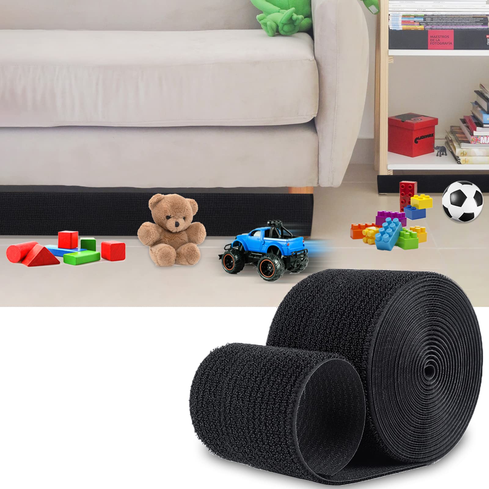 TEUVO Toy Blocker for Under Couch and Under Bed, 5cm Under Couch Blocker for Babies Toys and Pets Toys from Going Sliding Adjustable Gap Bumper Under Sofa & Under Furniture 3m Long