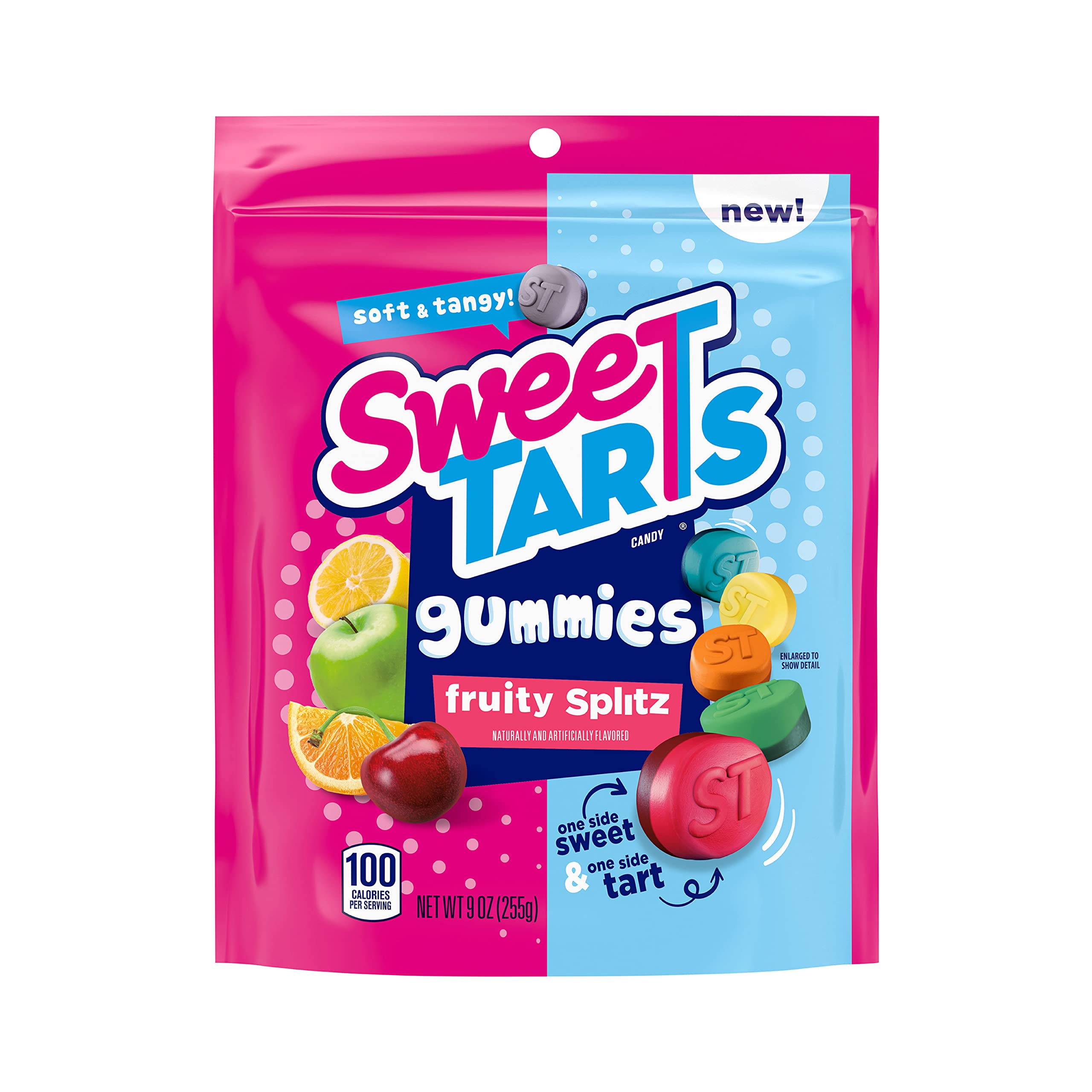 SweeTARTS Gummy Fruity Splitz Candy, 9 Ounce Resealable Bag