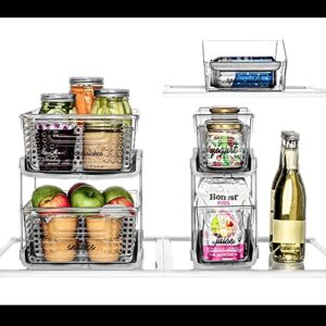 Madesmart Mini 2-Tier Plastic Multipurpose Organizer with Divided Slide-Out Storage Bins, Compact Under Sink and Cabinet Organizer Rack, Clear