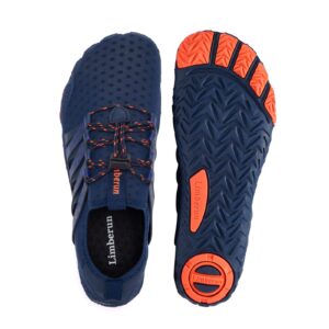 Limberun Water Shoes Barefoot Shoes for Men Women Minimalist Water Trail Running Shoe Hiking Climbing Gym Zero Drop Outdoor Wide Toe Box Blue/Orange 11 M / 12 W