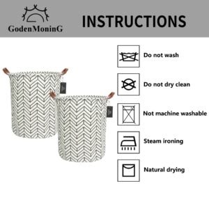 Collapsible Laundry Basket - GodenMoninG 2X 62.8L Large Sized Round Waterproof Storage Bin with Leather Handles,Home Decor,Toy Organizer,Children Nursery Hamper.（2 PACKS，THICK Flow Mark X2）