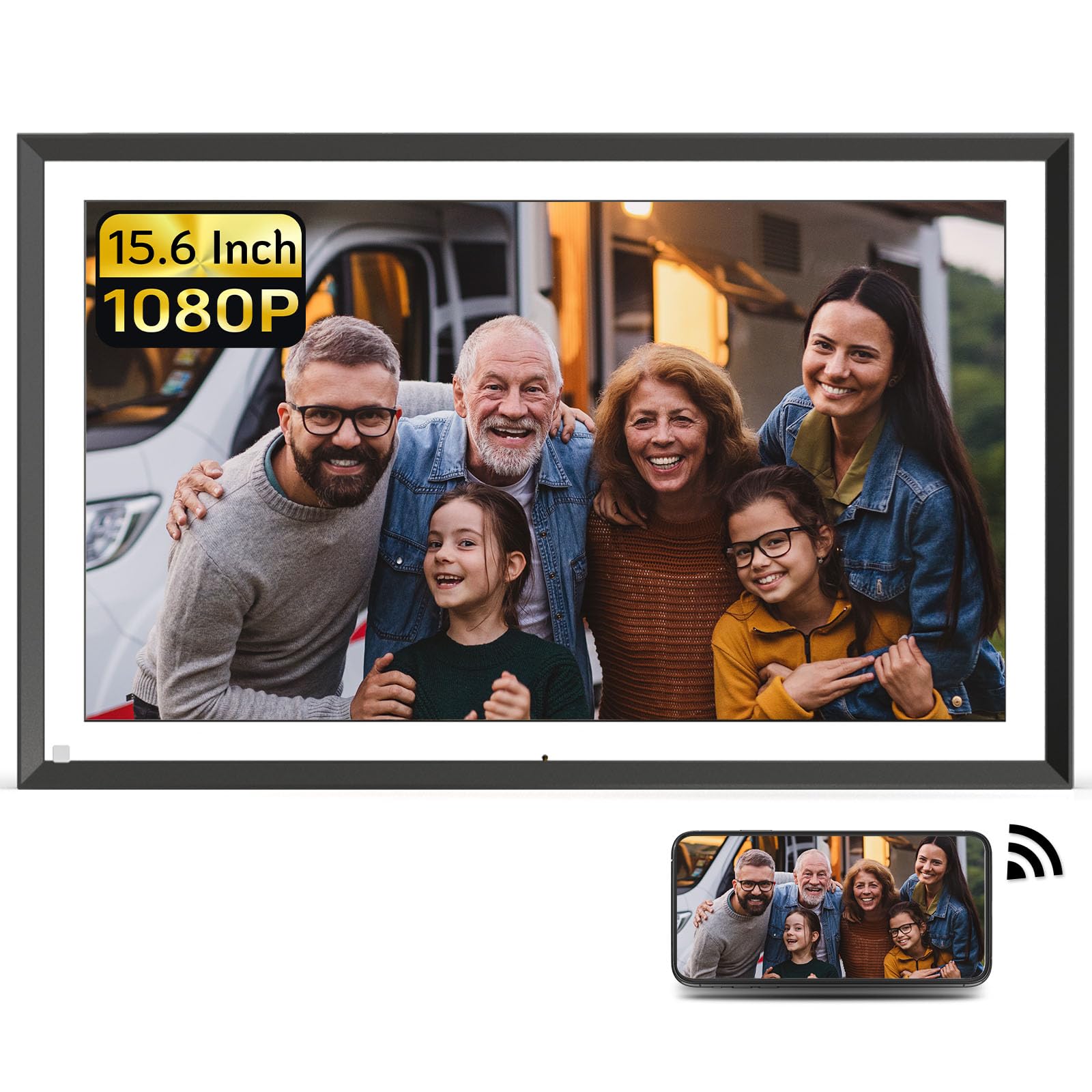 Nexfoto 15.6 Inch FHD 64GB Extra Large Digital Picture Frame with Remote Control, WiFi Electronic Digital Photo Frame 1920x1080 IPS Touch Screen Easy to Share Photo Video via App, Gift for Mother