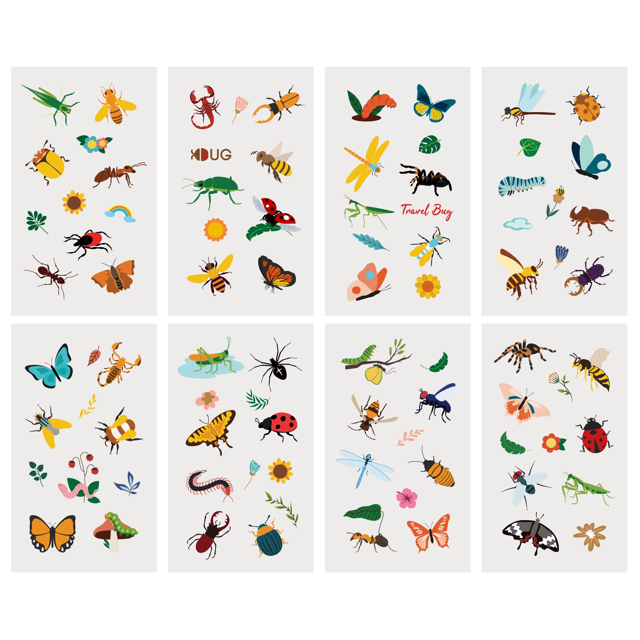 24 Sheets Bug Temporary Tattoos, Birthday Decorations Insect Bees Beetles Bug Party Favors