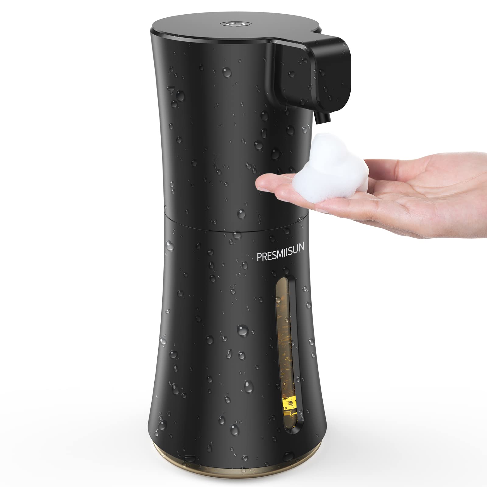 PRESMIISUN Automatic Foam Touchless Auto Foaming Dispenser Black,Foaming Auto Battery Operated 350ml/12Oz Touch Free Foam Soap Dispensers (Black)