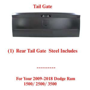 US AUTO PARTS PLUS New Tail Gate Primed Steel Direct Replacement for Dodge Ram 1500/2500/ 3500 2009-2018 68105727AN