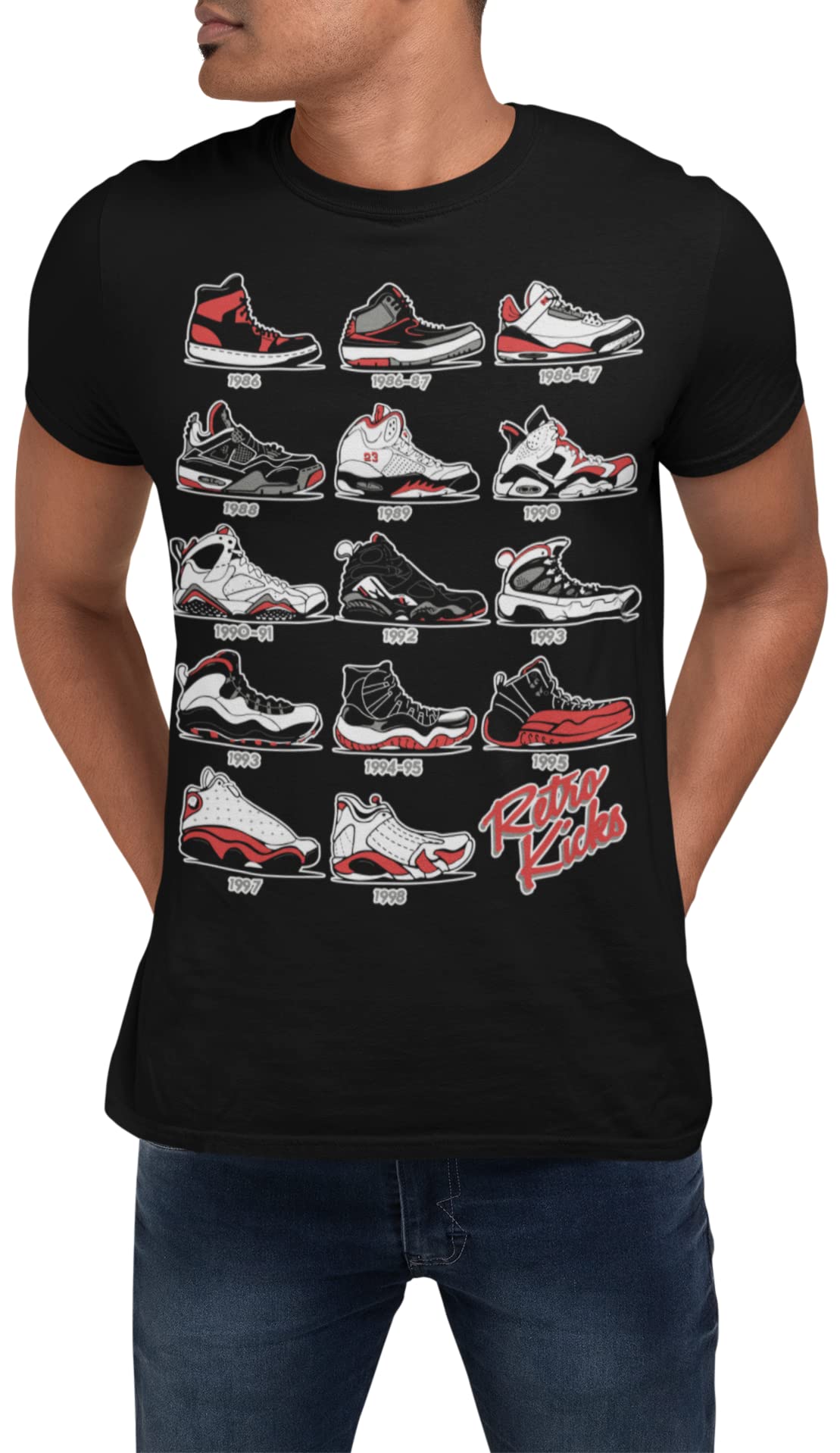 Jordan Retro Sneakers Image T Shirt to Match Jordans, Tee to Match Jordan 1 2 3 4 5 6 11 12 13 Gift for Jordan Black