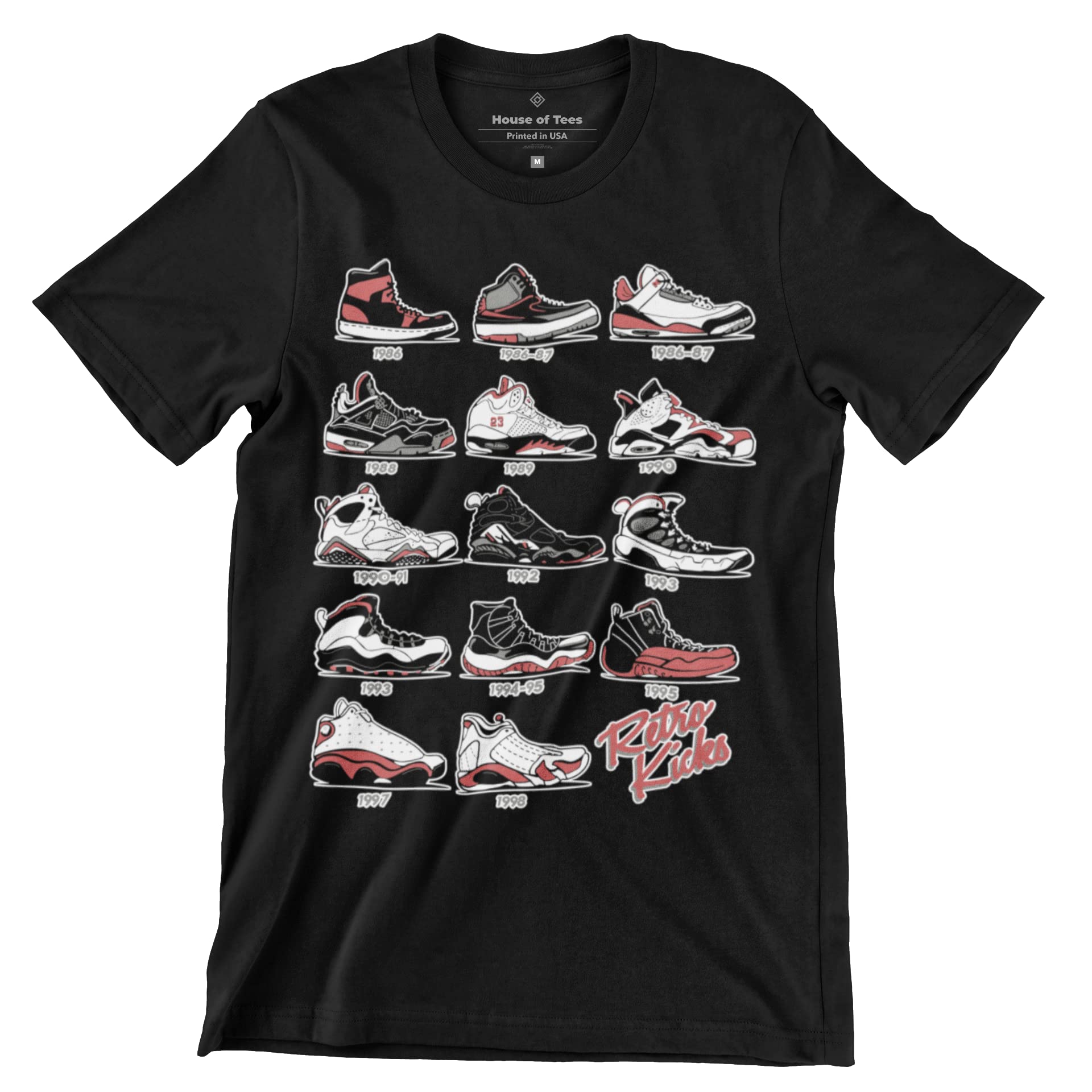 Jordan Retro Sneakers Image T Shirt to Match Jordans, Tee to Match Jordan 1 2 3 4 5 6 11 12 13 Gift for Jordan Black