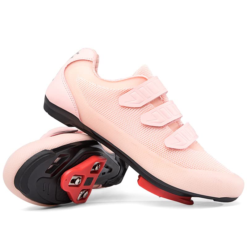 Mens Womens Indoor Cycling Shoes Compatible with Peloton Bike Shoes Cycling Shoes with Delta Cleats Clip Outdoor Pedal SPD Road Bike Shoes,Pink