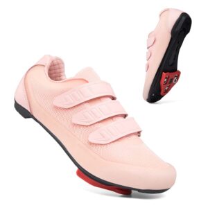 Mens Womens Indoor Cycling Shoes Compatible with Peloton Bike Shoes Cycling Shoes with Delta Cleats Clip Outdoor Pedal SPD Road Bike Shoes,Pink