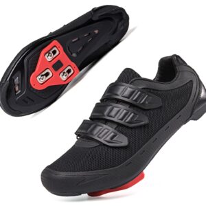 Mens Womens Indoor Cycling Shoes Compatible with Peloton Bike Shoes Cycling Shoes with Delta Cleats Clip Outdoor Pedal SPD Road Bike Shoes,Black