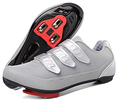 Mens Womens Indoor Cycling Shoes Compatible with Peloton Bike Shoes Cycling Shoes with Delta Cleats Clip Outdoor Pedal SPD Road Bike Shoes,Gray