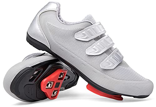 Mens Womens Indoor Cycling Shoes Compatible with Peloton Bike Shoes Cycling Shoes with Delta Cleats Clip Outdoor Pedal SPD Road Bike Shoes,Gray