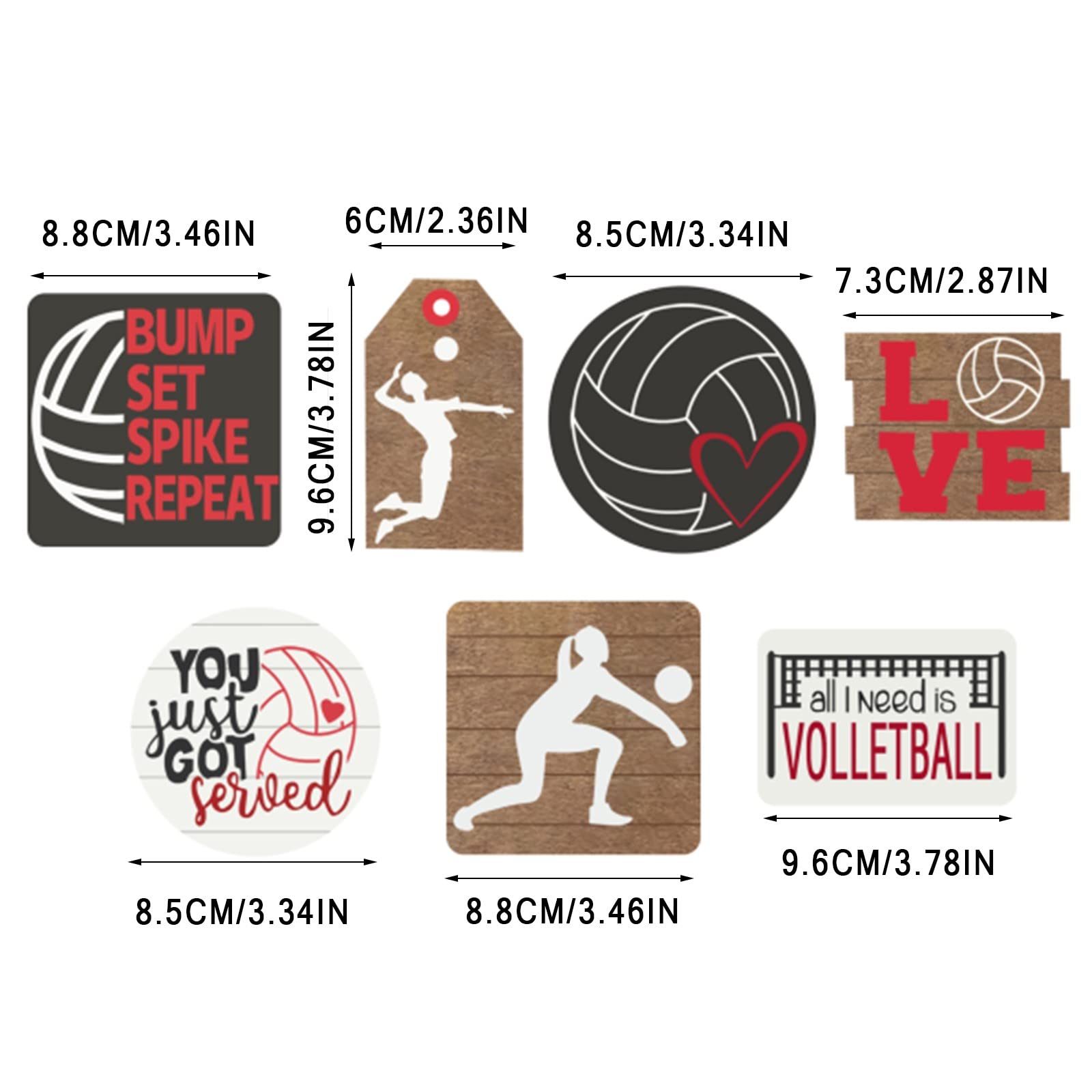 6 Pieces Volleyball Tiered Tray Decorations, Happy Volleyball Sport Wooden Signs Items Decor, Rustic Farmhouse Tray Sets for Kitchen Home Table Mini Decor Volleyball Themed Game Contest Party Supplies